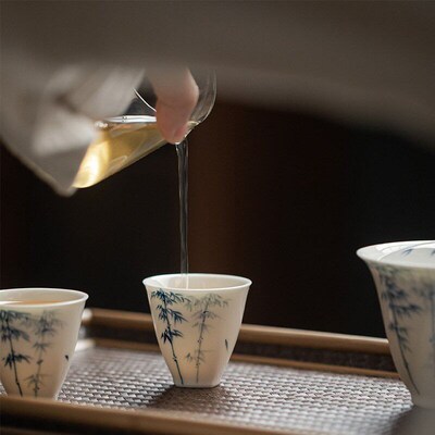 Jade clay blue and white bamboo sample tea cup kung fu tea s