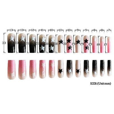 Glitter Decor French Style Long False Manicure Durable &