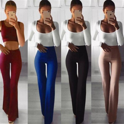 Summer Autumn Solid Elegant Female Lady Womens Palazzo Flar