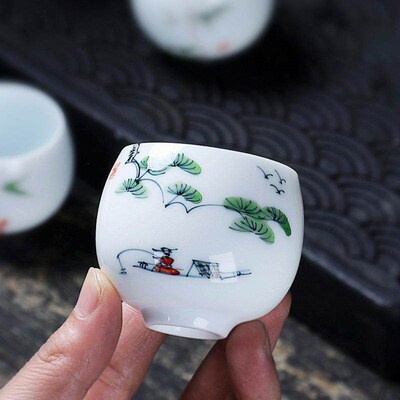 Chin&ecirc;s pintado &agrave; m?o Teacup de ceramica