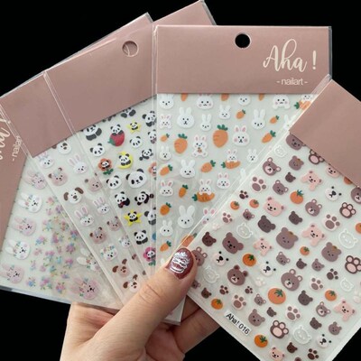 1PC Cartoon Nail Art Sticker Stars/Bear/Rabbit Design Nail G