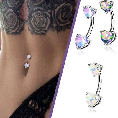 Crystal Navel Nail Ring Alloy Zircon Bar Barbell Drop Flower
