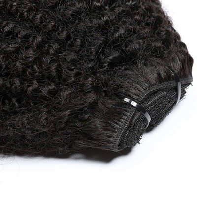 Peruvian Afro Kinky Curly Remy Clip In Human Hair bundles