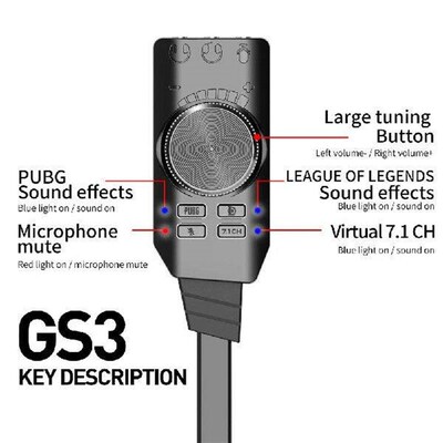 Audio Jack Cable Mute Switch Volume Adjustment Adapter GS3