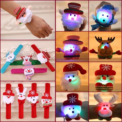 Christmas Light Up Slap Bracelets Flashing Wristband Kids