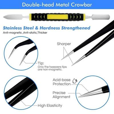 10PCS Stainless Steel Precision Antistatic Electrostatic