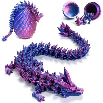 3D Printed Gem Articulated Dragon Rotatable 3D Dragon Toy My