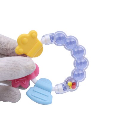 Baby Kid Toddler Teether Molar Rod Chew Toy Silicone Handbel