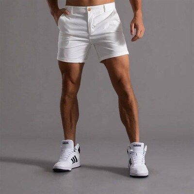 Khaki Shorts Men Casual Shorts Summer Solid Color Knee Lengt