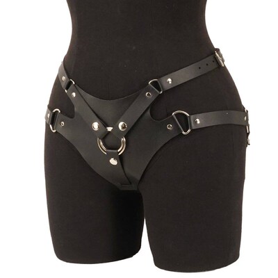 Women Goth harness Leg Harness Pu Leather Studded Decor Harn