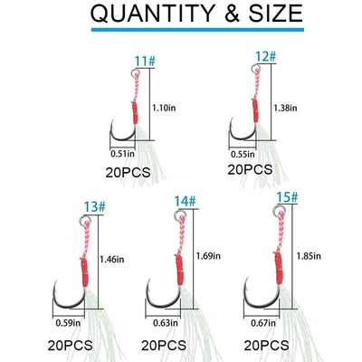 100Pcs/box Cast Jig Assist Hook Slow Jigging lure Bass Fishi