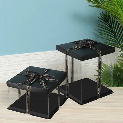 Large Transparent Cake Gift Box PVC Clear Packaging Box for