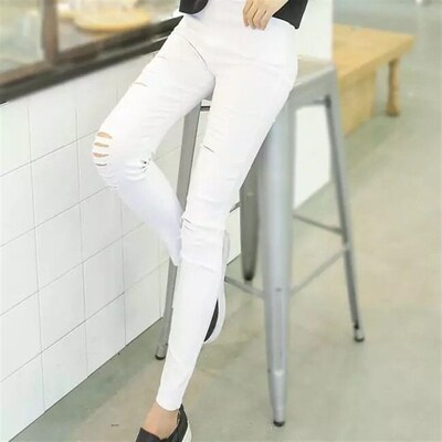 Womens Tight Black Leggings Pants With Many Holes For Outer