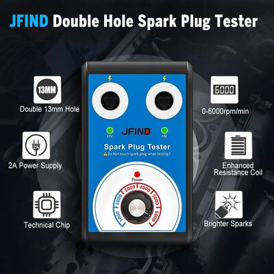 Spark Plug Tester Double hole Diagnostic Tool Car 12V Spark