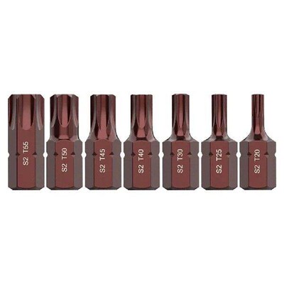 7 PCS Solid Hex Shank Torx Screwdriver Bits Kit T20-T25