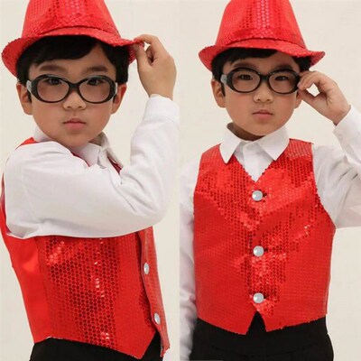Sreet Dance Boys Girls Sequined Vest Waistcoat Hip-hop Dance