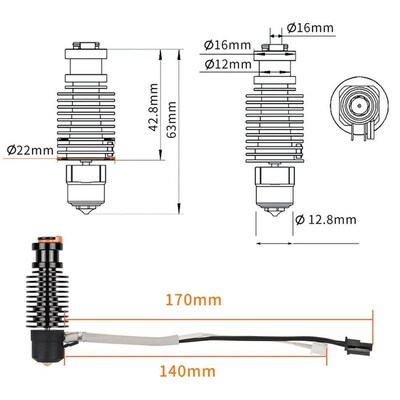 24V 50W 60W V6 Hotend For Voron 0.1/0.2/2.4 3D Printer Bimet