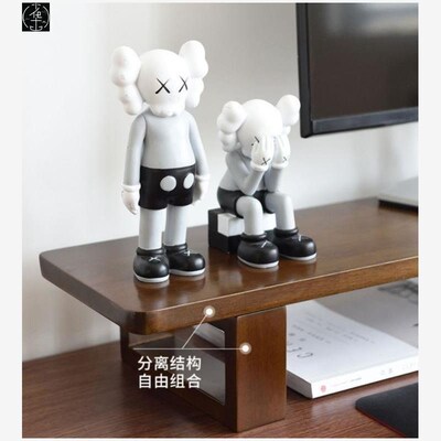 Large Dual Monitor Stand Riser, Solid Wood Desk Shelf Office