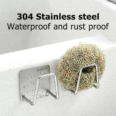 Kitchen Sponges Holder Stainless Steel Sink Shelf Adhesive H