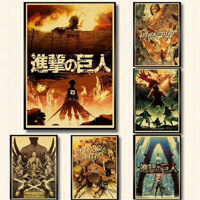 Attack On Titan Posters Japanese Anime Kraft Paper Prints Cl