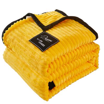 Brand factory throw blanket for sofa Solid Yellow Color Soft