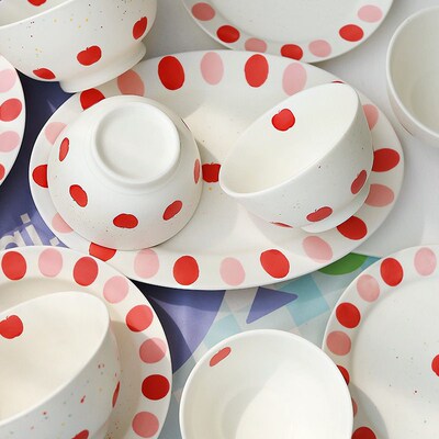 Colored polka dot ceramic tableware pasta bowl