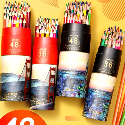 Oil colored pencil students draw 48 color pencils by hand