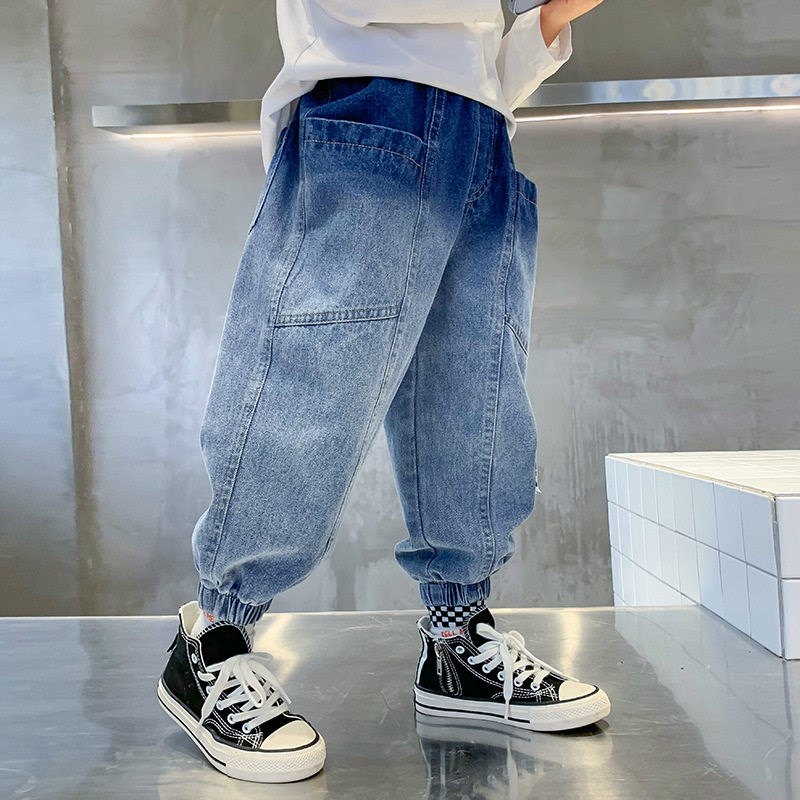 Boy Cargo Jeans New Children Denim Pants for Boys Loose Tro