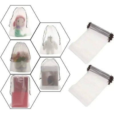 12/10pc Tranparent Froted Drawtring Bag Travel Waterproof Ma