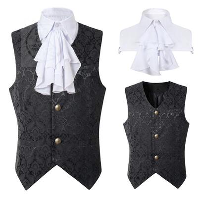 。Mens medieval clothing retro mens short vest Wig Hallowe