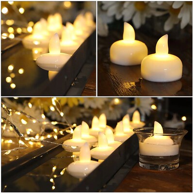 12pcs Floating Candle Lights LED Electronic Candles Battery