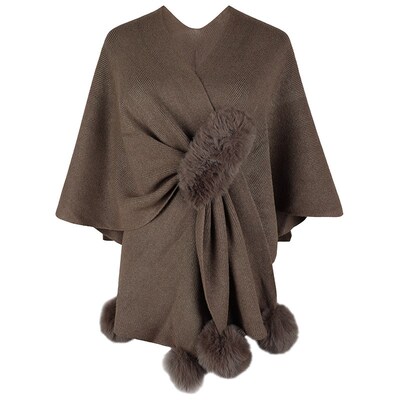 Fine Drizzle Pure Color Pom Pom Cloak Sweater Women 2025 Aut
