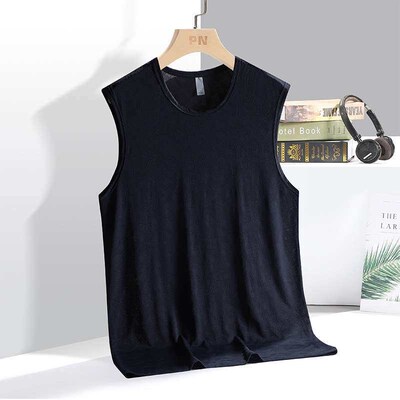 Solid Color Ice Silk Sleeveless Vest Mens Summer Lightweigh