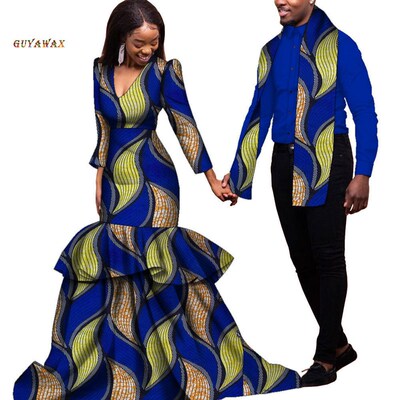 African Couple Lovers Wedding Set Dashiki Print Groom Mens S