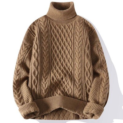 High Quality Mens Turtleneck Sweaters Pullover Solid Color K