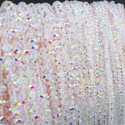 Austrian Crystal White AB Glass Beads 3/4/6/8Mm Transparent