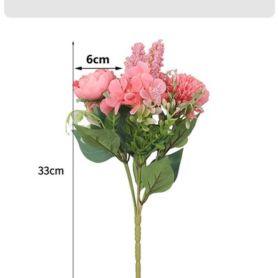 33 cm rose pink silk peony artificial flower bouquet 7 cheap
