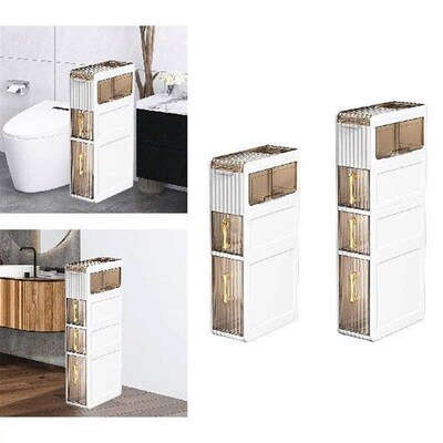Bathroom Storage Floor Cabinet with Drawers Handles Silent