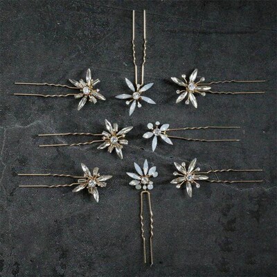 Gorgeous Opal Crystal Bridal Hairpin Simple Rhinestones Flow