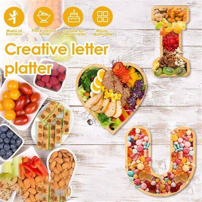 New Letter Charcuterie Board 9 Inch Bamboo I Love You Food