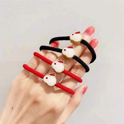 Benmingnian Red Hair Rope Cute Rabbit Hair Band Hair Bracele