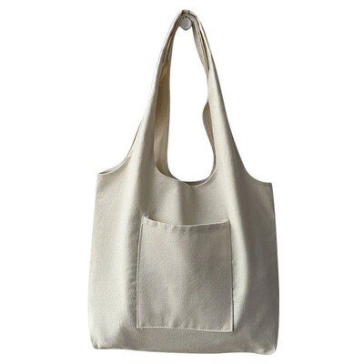 Womens Shopping Bags  Commuter Vest Bag Cotton Cloth White