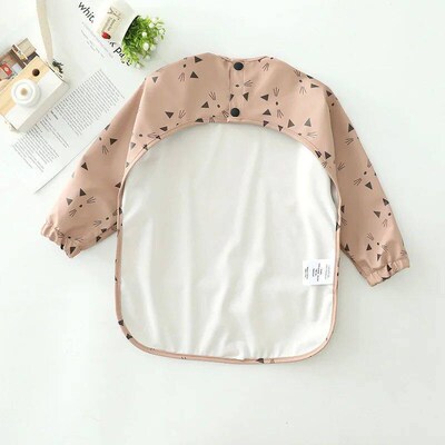 Babys Soft Waterproof Bib Kid Long Sleeves Adjustable Feedi