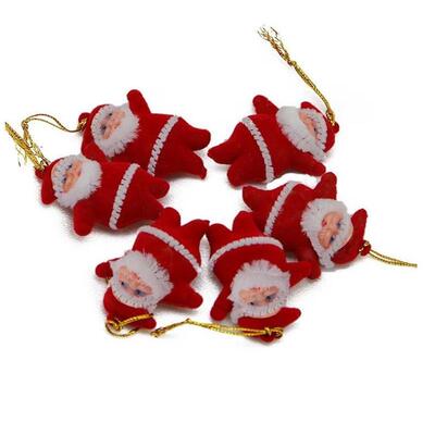(6pcs/pack)5cm Mini Santa Claus Christmas Tree Decoration Ha