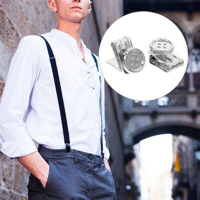 6pcs White Adjustment Buckle Buttons for Men Suspenders