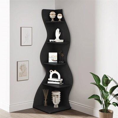 Tribesigns Corner Shelf, Modern 5-Tier Wall Corner Bookshelf