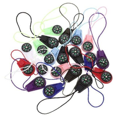 20pcs Mini Compass Lanyards Keychain Camping Hiking