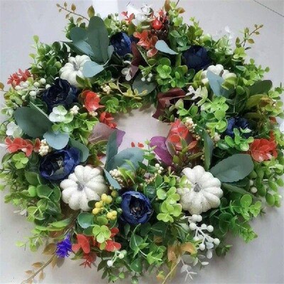 1PCS Fall Pumpkin Wreath for Front Door Home Farmhouse