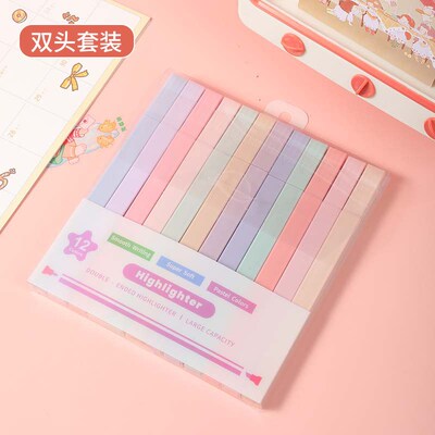 Creative Doubleended Highlighter Colored Marker Pen for Stud