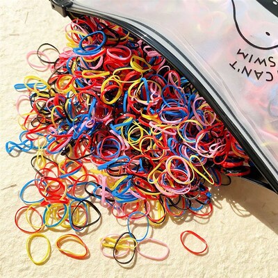 500/1000/2000pcs Girls Colourful Disposable Rubber Band Hair